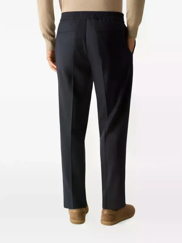 Zegna Navy Wool, Silk And Cashmere Pants