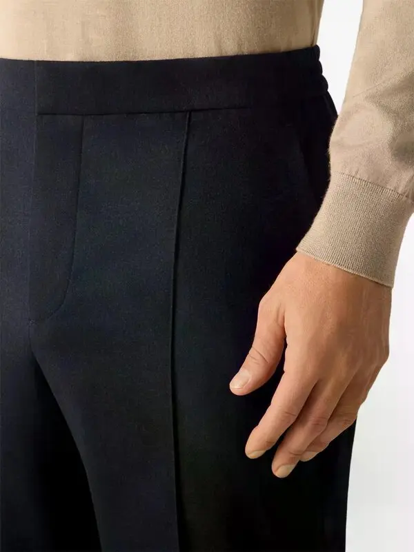 Zegna Navy Wool, Silk And Cashmere Pants
