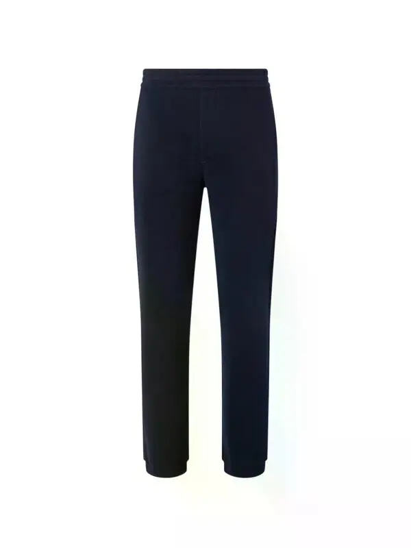 Zegna Navy Wool Cotton And Silk Joggers - Blue