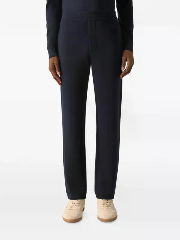 Zegna Navy Wool Cotton And Silk Joggers