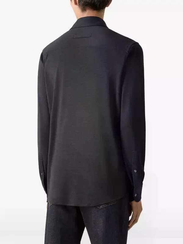 Zegna Navy Blue Cashmere And Silk Shirt - Grey