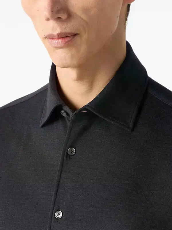 Zegna Navy Blue Cashmere And Silk Shirt - Grey