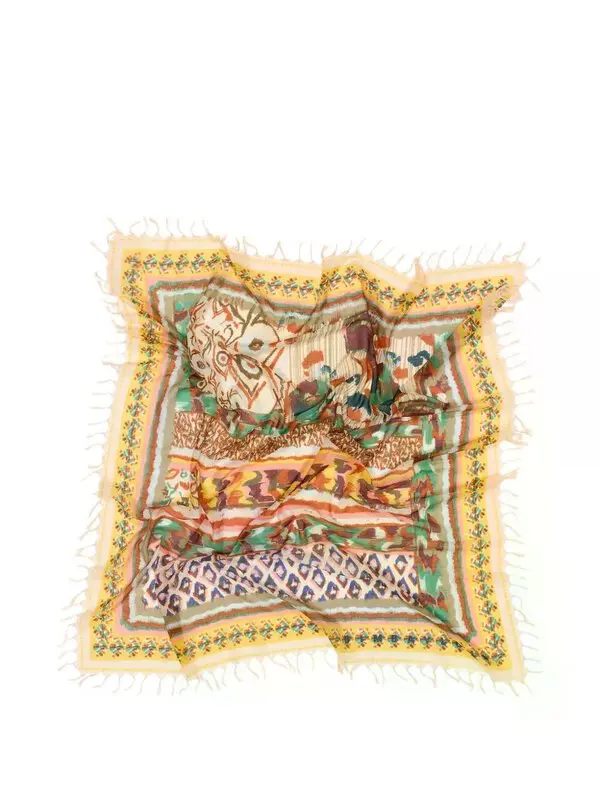 Bimba Y Lola Ikat Flower Patchwork Shawl