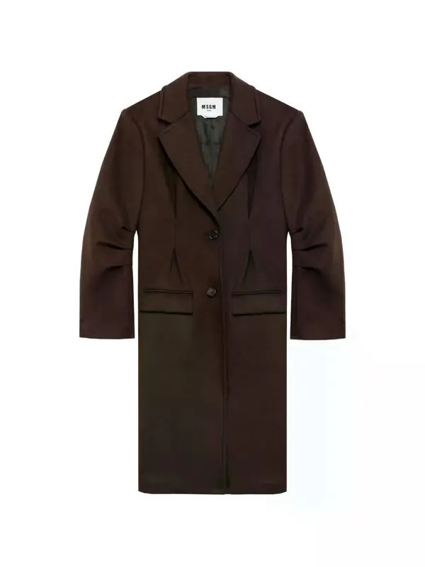 MSGM Pleated-sleeve Notched-lapels Coat
