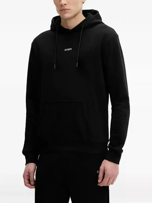Guess Logo-print Drawstring Hoodie - Black