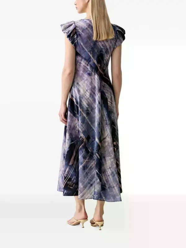 Dkny Tie-dye Cap-sleeve Midi Dress - Purple