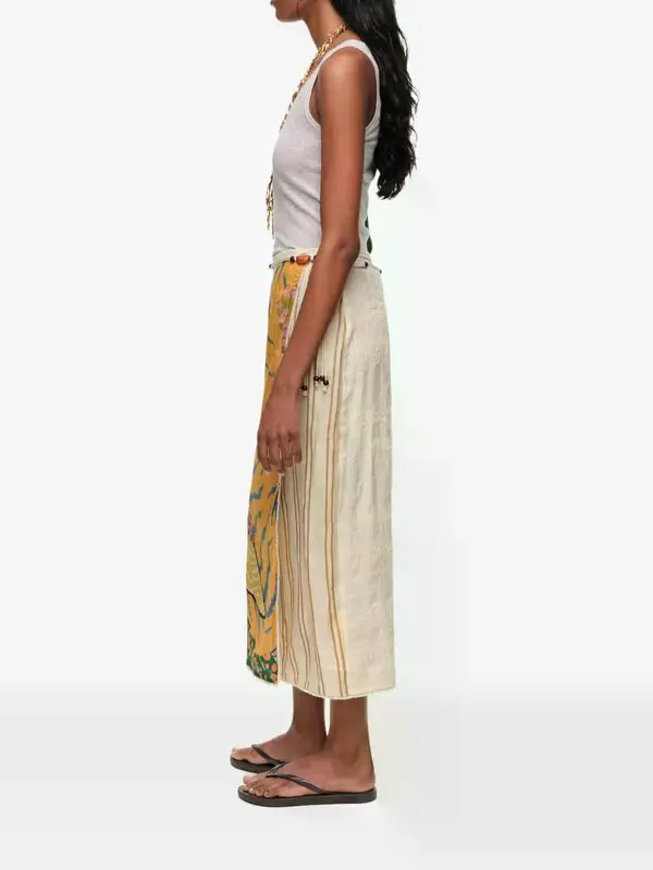 Bimba Y Lola Wild Patchwork Linen Sarong Skirt