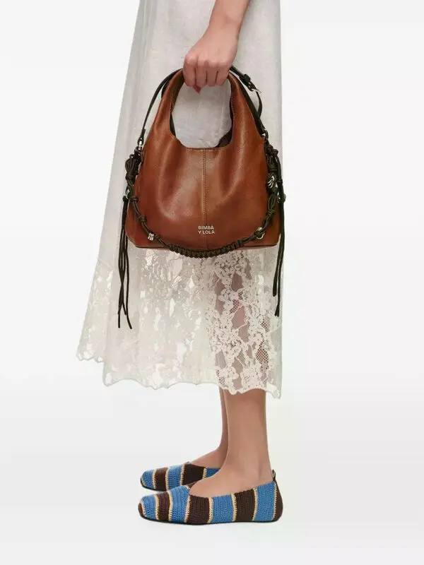 Bimba Y Lola Small Dark-tan-leather Paper Bag