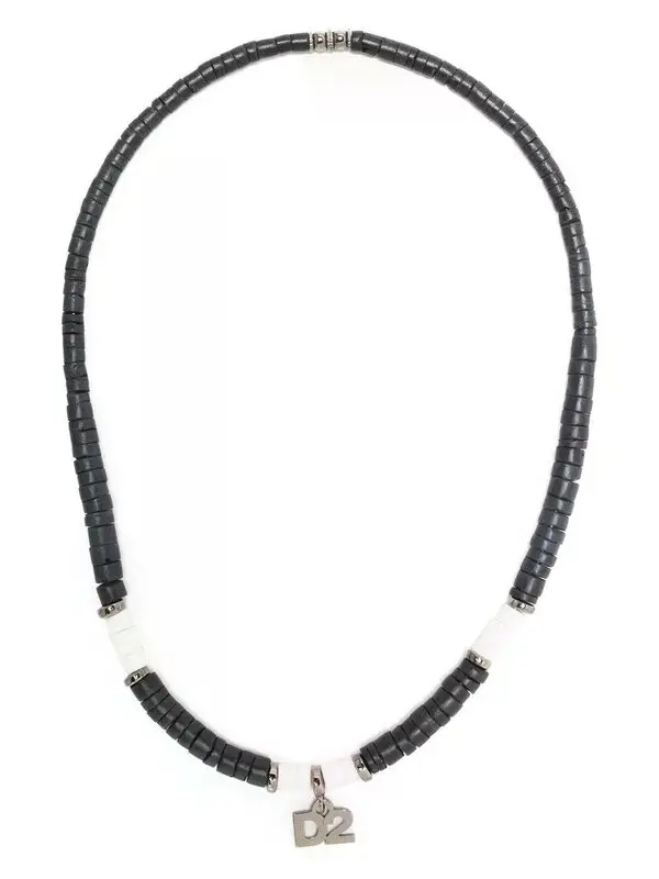 Dsquared2 Beaded Logo-charm Necklace - Black