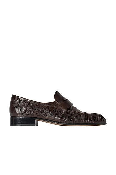 THE ROW Leather Soft Loafer - Deep Brown