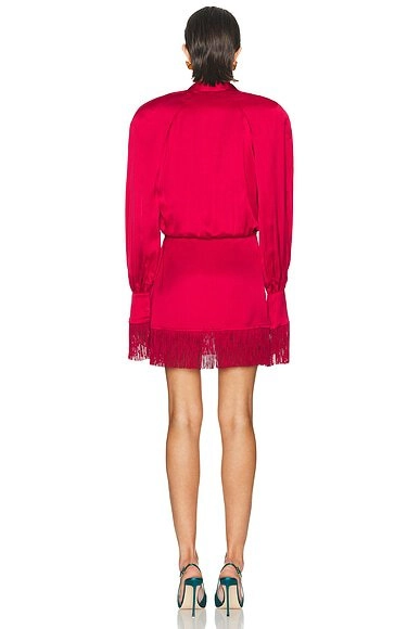 ROWEN ROSE Satin Fringe Mini Dress