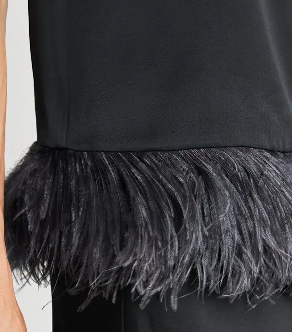 Fabiana Filippi Satin Ostrich Feather-trim Blouse