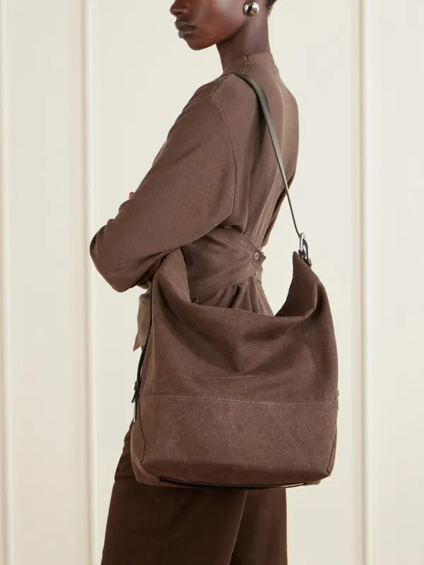 LEMAIRE Belted Leather-trimmed Canvas Tote