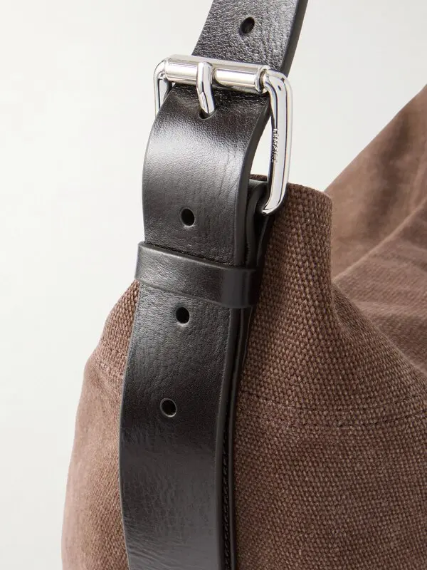 LEMAIRE Belted Leather-trimmed Canvas Tote