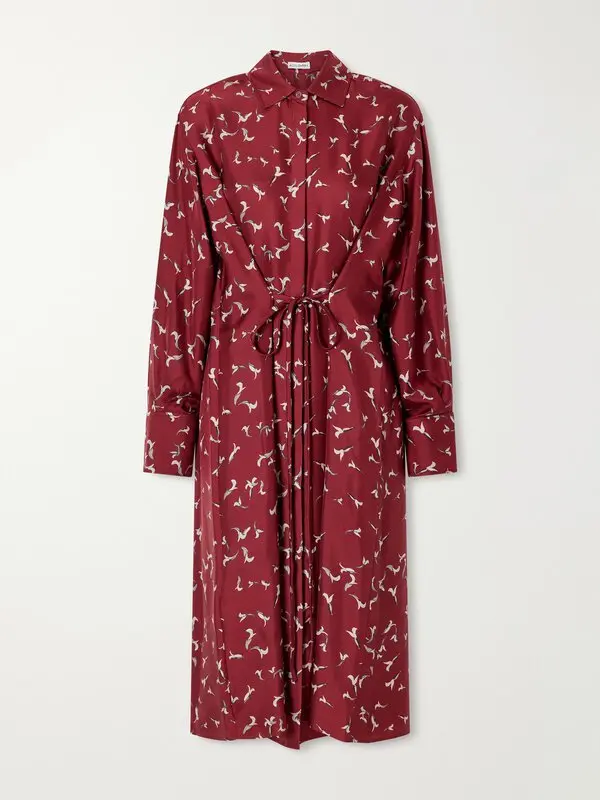 Altuzarra Floyd Belted Printed Silk-twill Midi Dress - Red