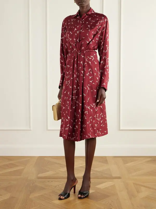 Altuzarra Floyd Belted Printed Silk-twill Midi Dress