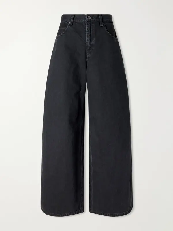 NILI LOTAN Terese Mid-rise Wide-leg Jeans - Black