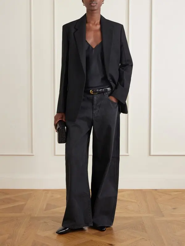 NILI LOTAN Terese Mid-rise Wide-leg Jeans - Black