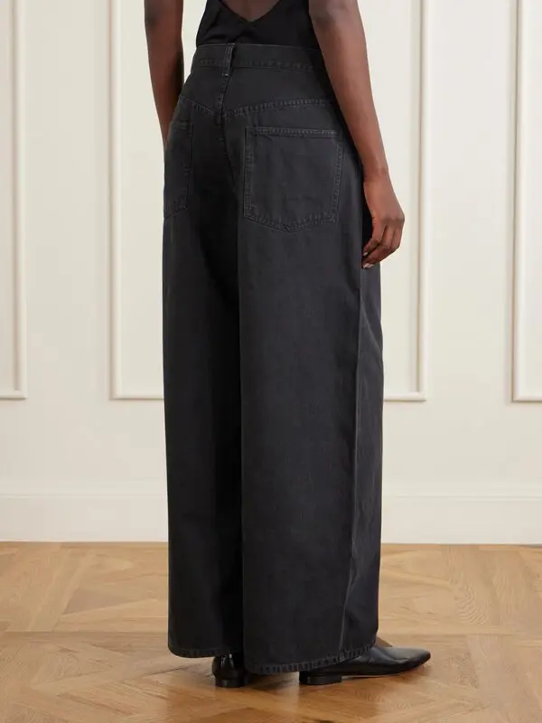NILI LOTAN Terese Mid-rise Wide-leg Jeans - Black
