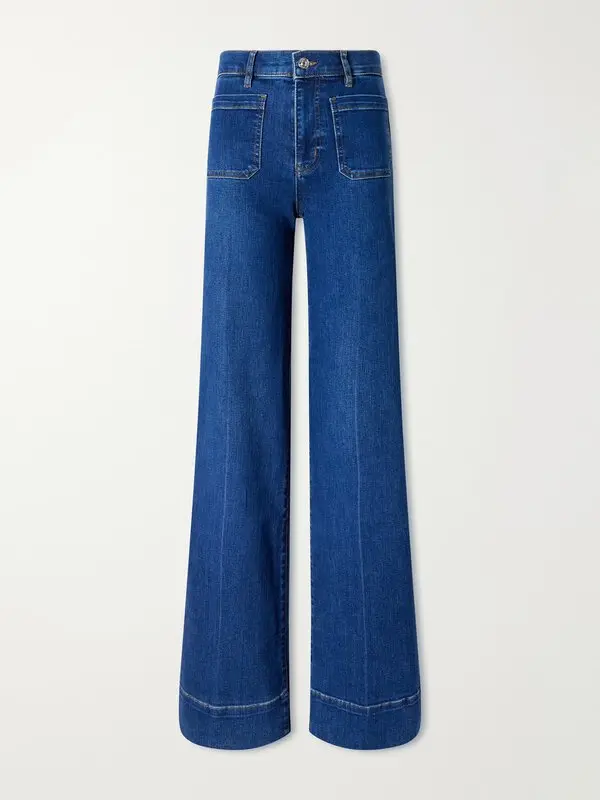 FRAME Le Slice Slim Palazzo Long High-rise Wide-leg Jeans - Blue
