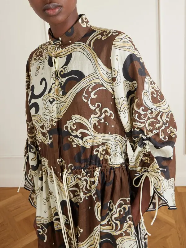 ALEMAIS Otis Printed Ramie Midi Dress