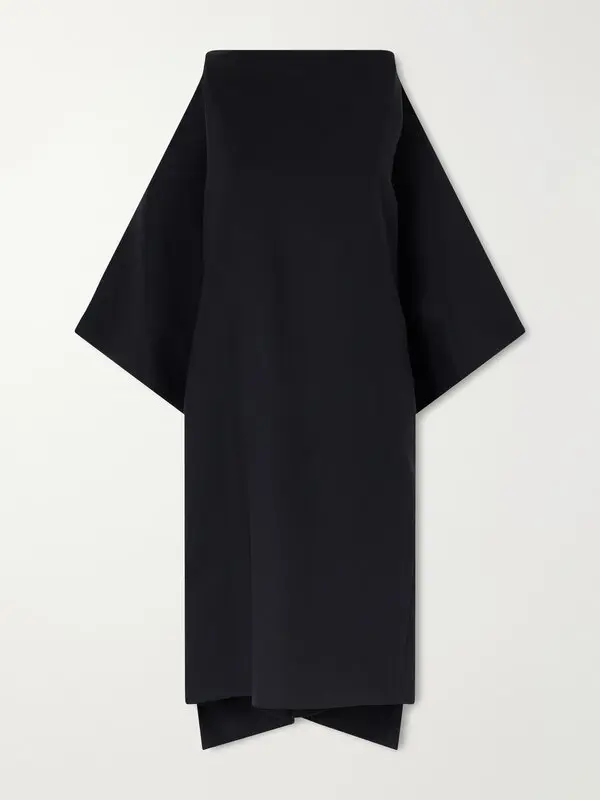 JIL SANDER Open-back Silk And Wool-blend Midi Dress - Black