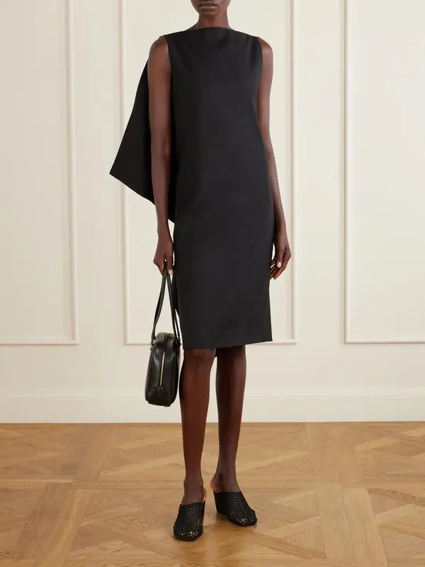 JIL SANDER Open-back Silk And Wool-blend Midi Dress