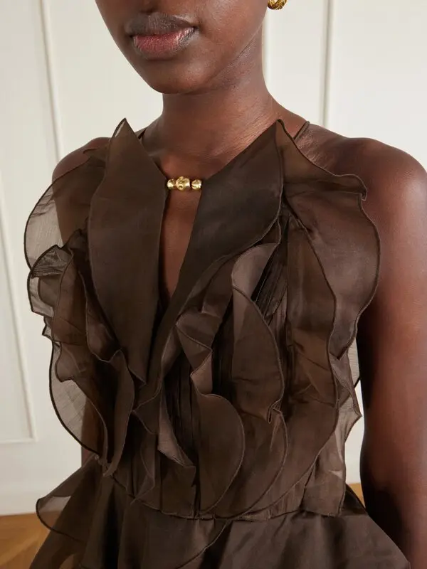 Aje Cleo Ruffled Organza Gown