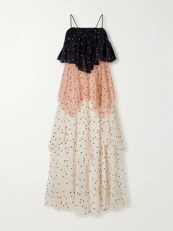 Aje Songstress Polka-dot Organza Maxi Dress