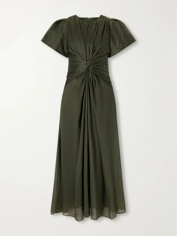 Aje Movement Gathered Lyocell And Linen-blend Midi Dress