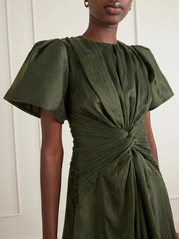 Aje Movement Gathered Lyocell And Linen-blend Midi Dress
