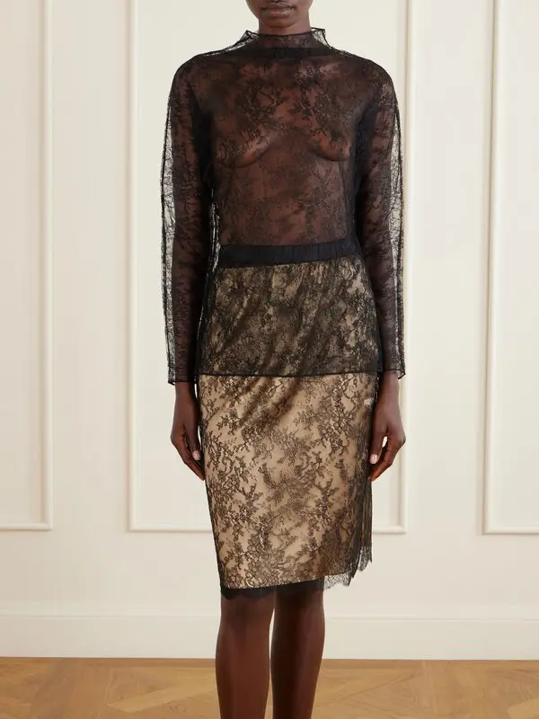 Carine Gilson Straight Lace Midi Skirt