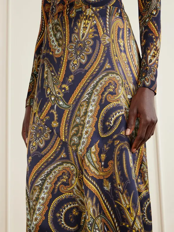 Etro Paisley-print Satin Midi Skirt