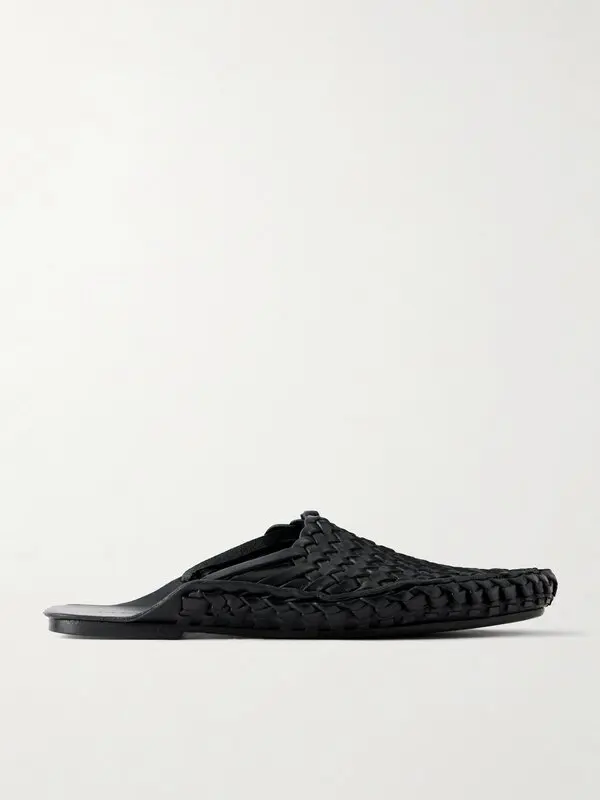 THE ROW Woven Leather Mules - Black