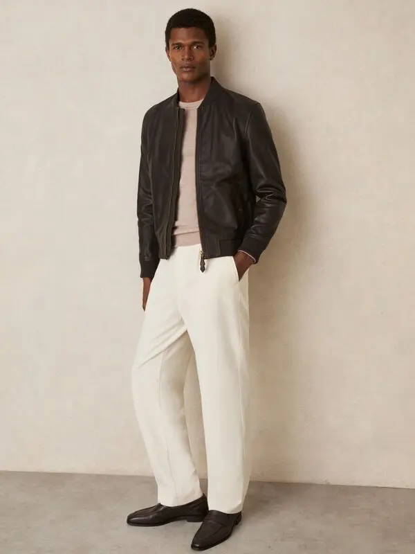 REISS Leather Bomber Jacket