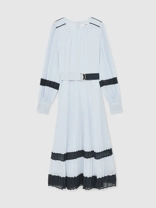 REISS Colour Block Pleated Midi Dress