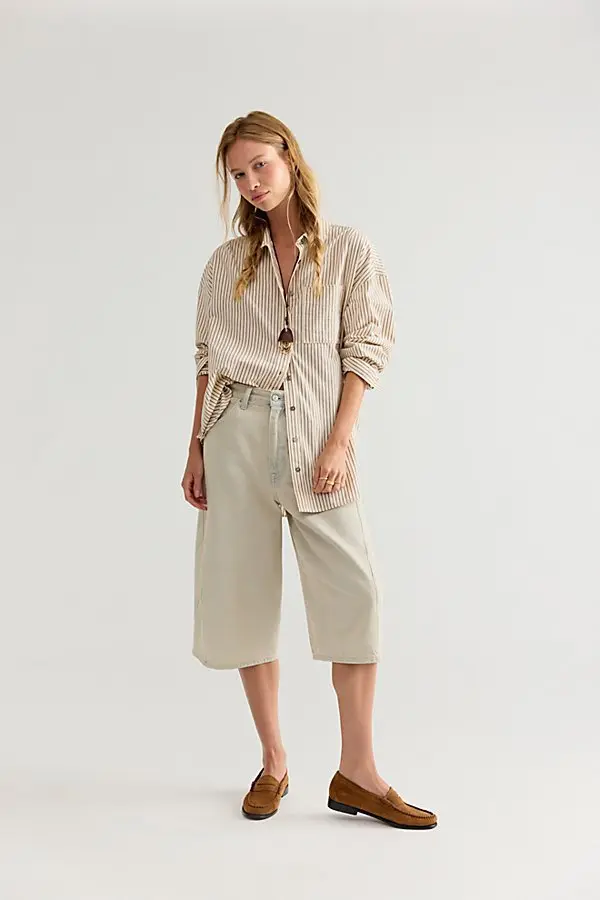 We The Free Lexi Striped Cotton Oversized Shirt - Tea Combo