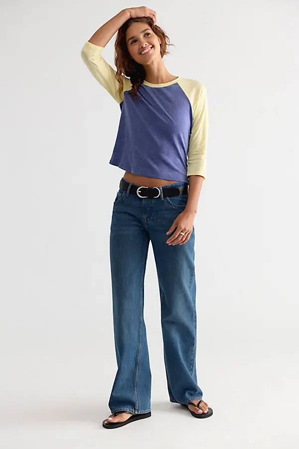Daydreamer On Base Burnout Raglan Tee At - Blue Combo