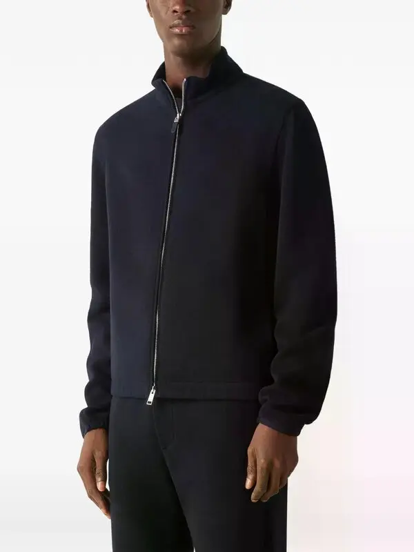 Zegna Navy Wool Cotton And Silk Full Zip Sweatshirt
