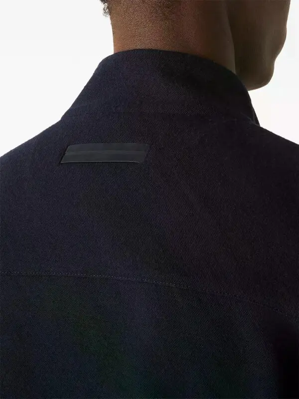 Zegna Navy Wool Cotton And Silk Full Zip Sweatshirt