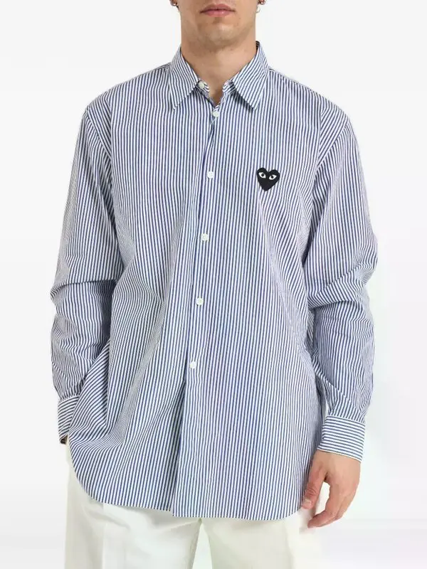 Play Comme Des Garcon Striped Heart-patch Shirt