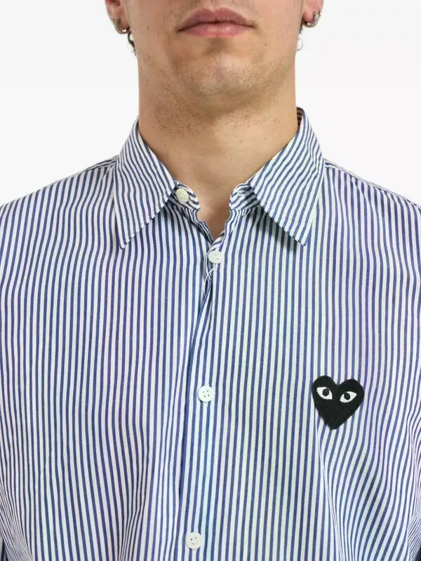Play Comme Des Garcon Striped Heart-patch Shirt