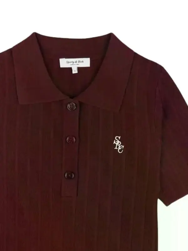 SPORTY & RICH Src Ribbed-knit Polo Shirt - Red