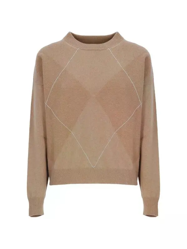 Peserico Bead-embellished Diamond-knit Sweater - Brown