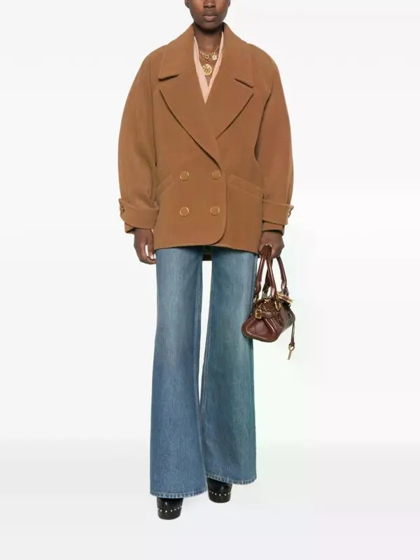 Chloé Double-breasted Herringbone Coat