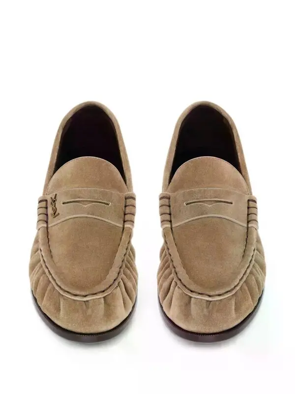 Saint Laurent Le Loafer Supple Shoes In Suede - Neutrals