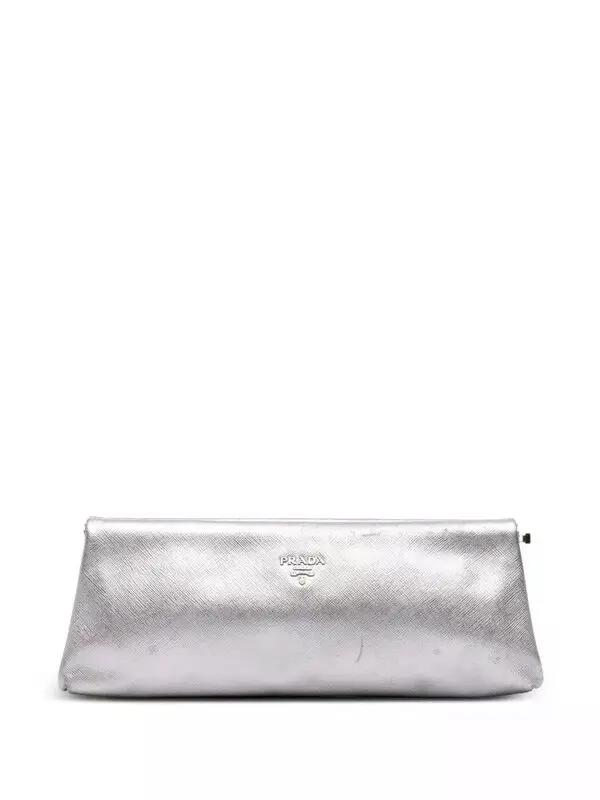 Prada 2013-2026 Metallic Saffiano Frame Clutch Bag