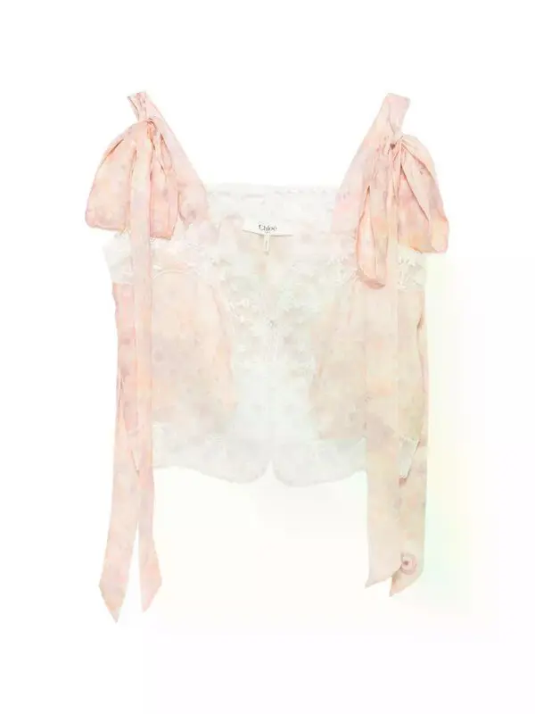 Chloé Lace-trimmed Floral-print Cropped Top - Pink