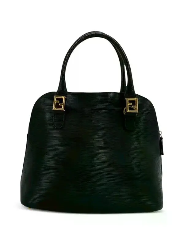 Fendi 1980-1990 Leather Handbag With Gold Tone Ff Detail