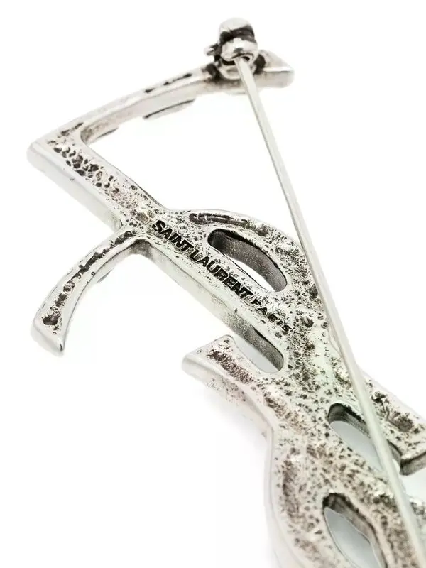 Saint Laurent Cassandre Crocodile Brooch In Metal
